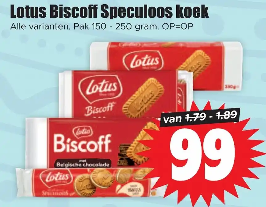 Lotus biscoff speculoos koek pak 150 - 250 gram aanbieding bij Dirk