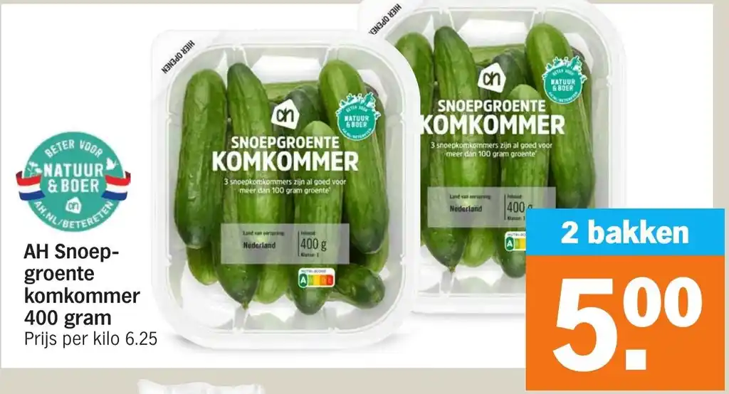 Snoep groente komkommer 400 gram aanbieding bij Albert Heijn