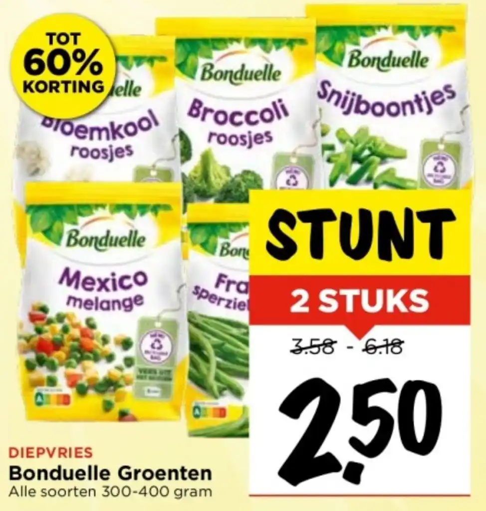 Bonduelle Groenten 300-400 gram aanbieding bij Vomar Voordeelmarkt