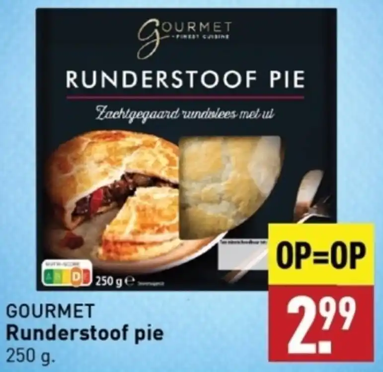 GOURMET Runderstoof pie 250 g. aanbieding bij ALDI