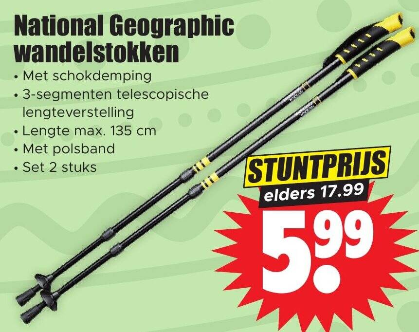 National Geographic wandelstokken aanbieding bij Dirk