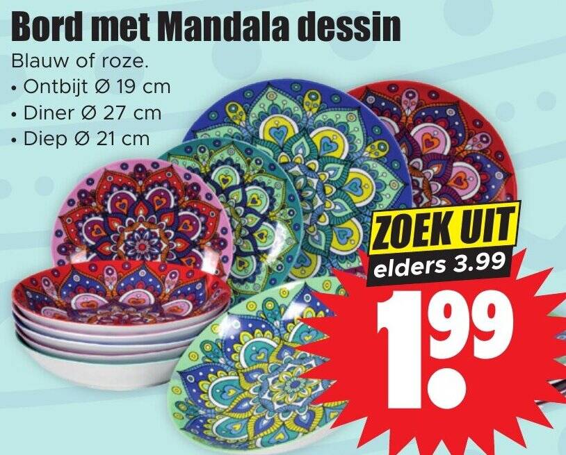 Bord met Mandala dessin aanbieding bij Dirk