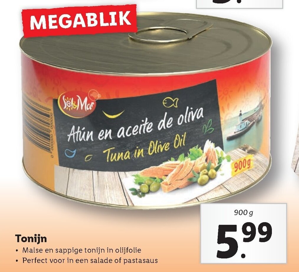Sol Mar Tonijn 900g aanbieding bij Lidl