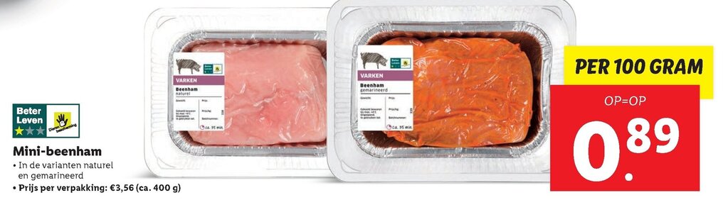 Mini-beenham 100g aanbieding bij Lidl