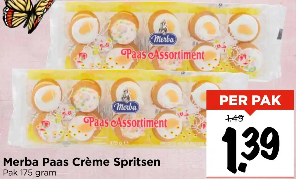 Merba Paas Crème Spritsen 175g aanbieding bij Vomar Voordeelmarkt