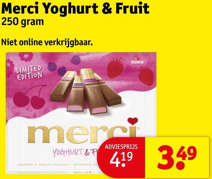 Merci Yoghurt & Fruit 250 gram aanbieding bij Kruidvat