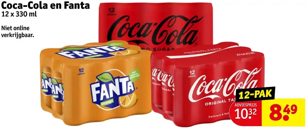 Coca-Cola en Fanta 12 x 330ml aanbieding bij Kruidvat