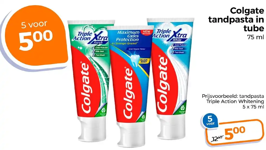 Colgate tandpasta in tube 75 ml aanbieding bij Trekpleister