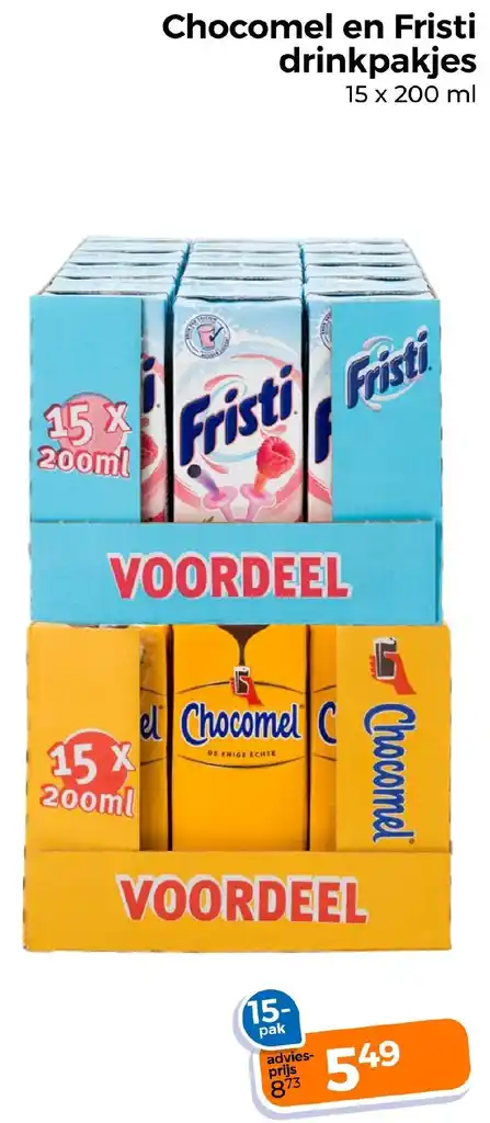 Chocomel en Fristi drinkpakjes 15 x 200ml aanbieding bij Trekpleister