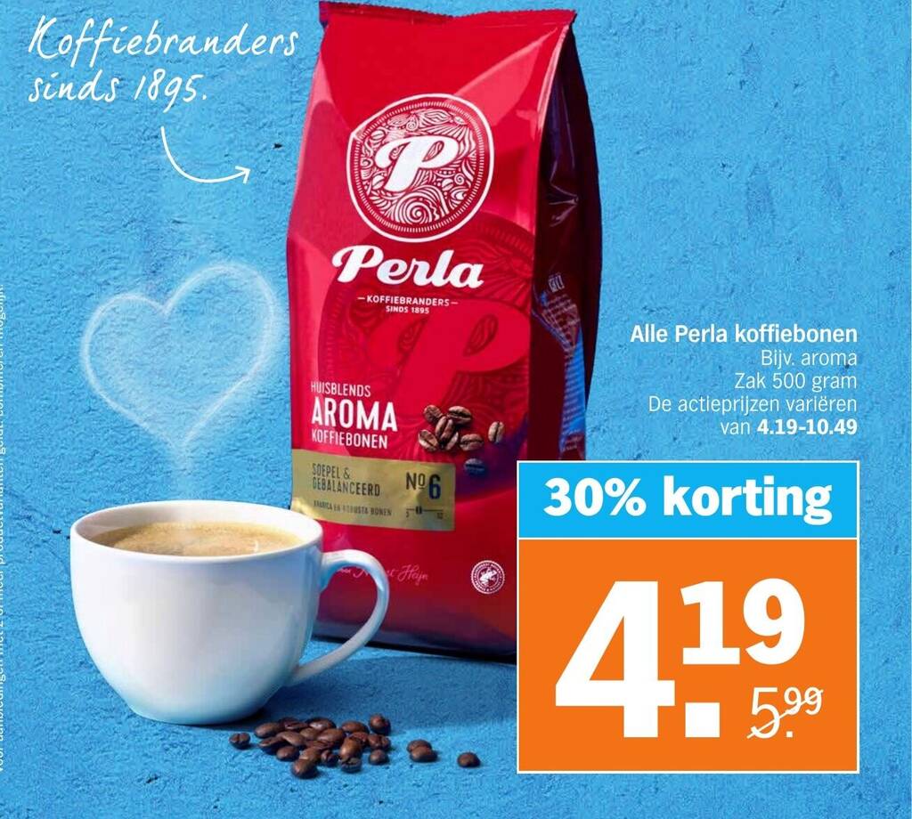 ALle perla koffiebonen 500 gram aanbieding bij Albert Heijn