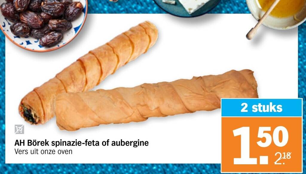 Borek spinazie feta of aubergine aanbieding bij Albert Heijn