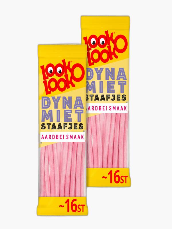 Look-O-Look Dynamietstaaf Aardbei 16 St. 2x aanbieding bij Flink