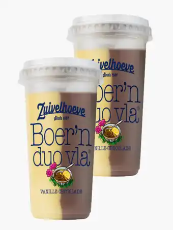 Zuivelhoeve Boer'n duo vla vanille & chocolade 450g 2x aanbieding bij Flink