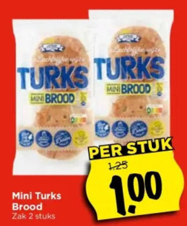 Mini turks brood per stuk aanbieding bij Vomar Voordeelmarkt