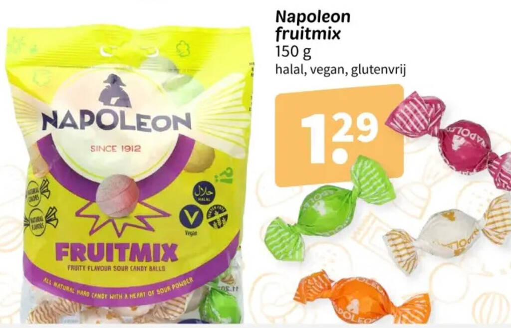Napoleon fruitmix 150 g aanbieding bij Wibra