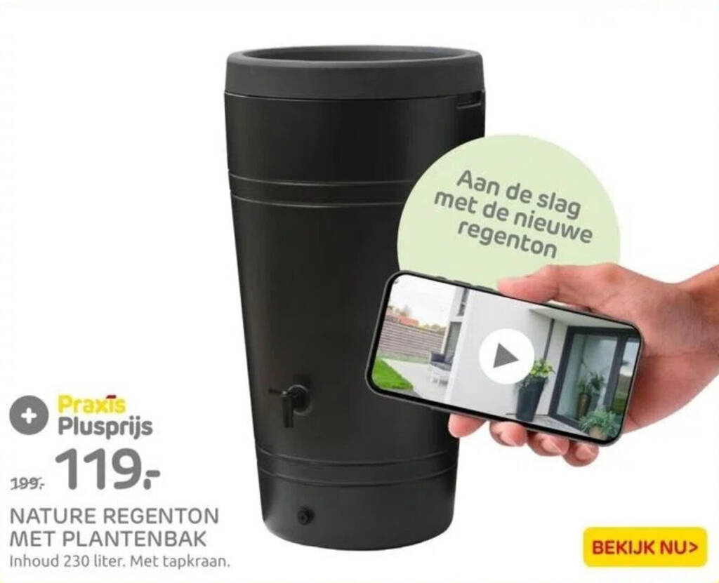 NATURE REGENTON MET PLANTENBAK aanbieding bij Praxis