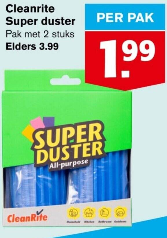 Cleanrite super duster per pak aanbieding bij Hoogvliet