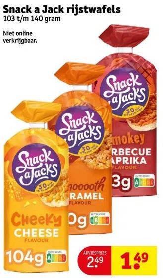 Snack a Jack rijstwafels 103 t/m 140 gram aanbieding bij Kruidvat