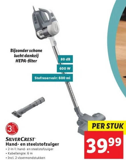 SILVERCREST Hand- en steelstofzuiger aanbieding bij Lidl