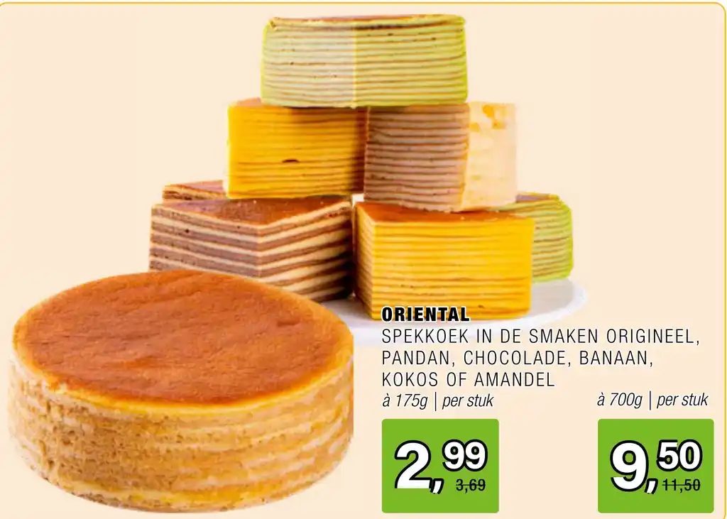 ORIENTAL SPEKKOEK IN DE SMAKEN ORIGINEEL, PANDAN, CHOCOLADE, BANAAN ...