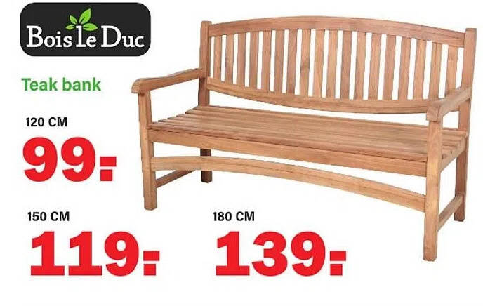 Bois le Duc Teak bank aanbieding bij Van Cranenbroek