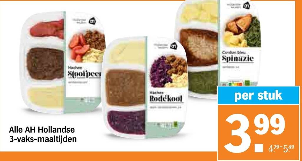 Hollandse 3-vaks-maaltijden aanbieding bij Albert Heijn