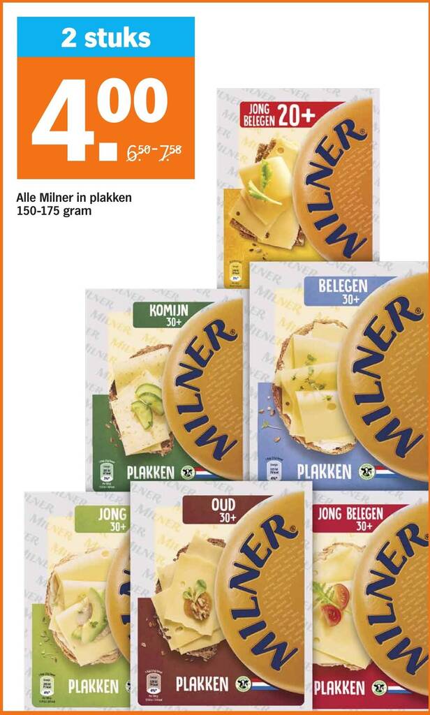 Alle milner in plakken 150 - 175 gram 150-175 gram aanbieding bij ...