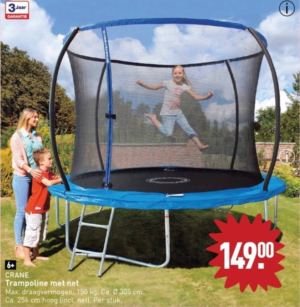 CRANE Trampoline met net 305CM aanbieding bij ALDI