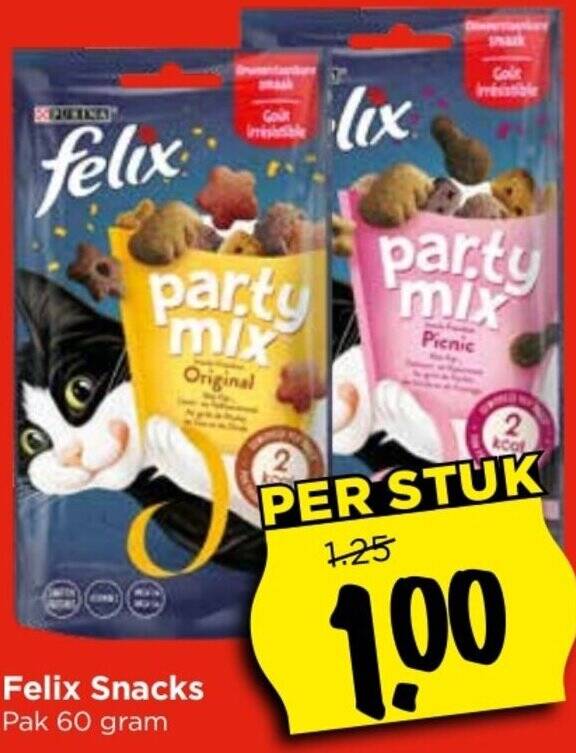 Felix Snacks 60 gram aanbieding bij Vomar Voordeelmarkt