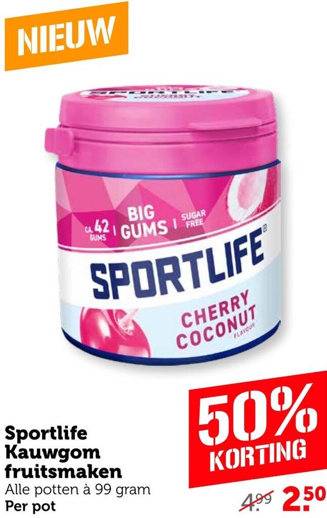 Sportlife Kauwgom fruitsmaken aanbieding bij Coop