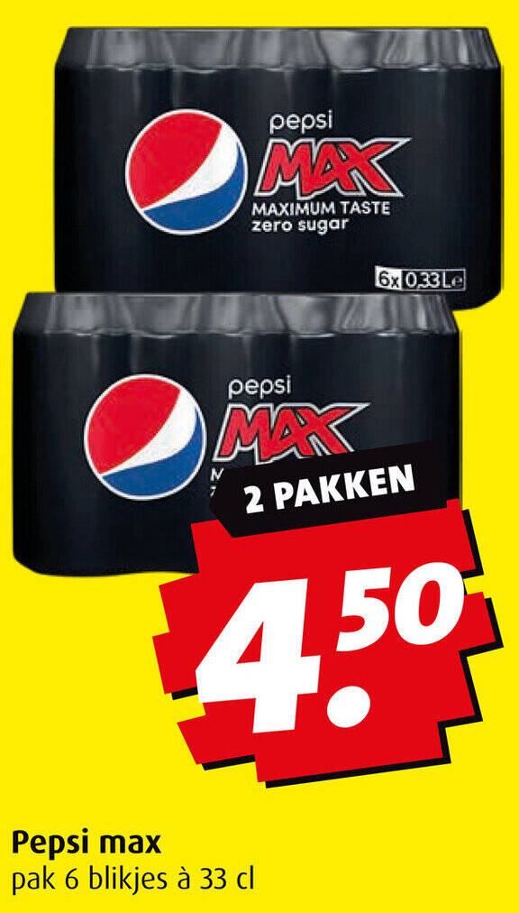 Pepsi max 6 x 33 cl aanbieding bij Boni