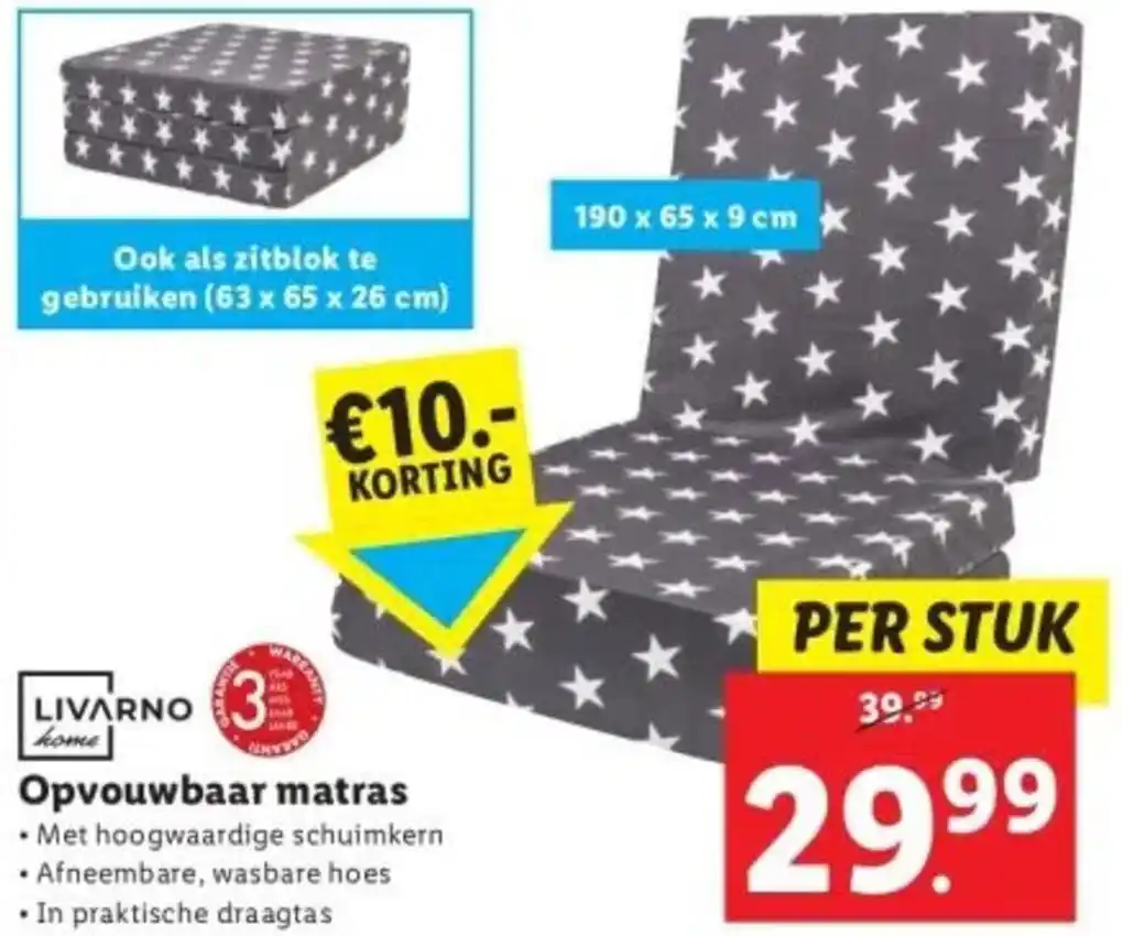 LIVARNO home Opvouwbaar matras aanbieding bij Lidl