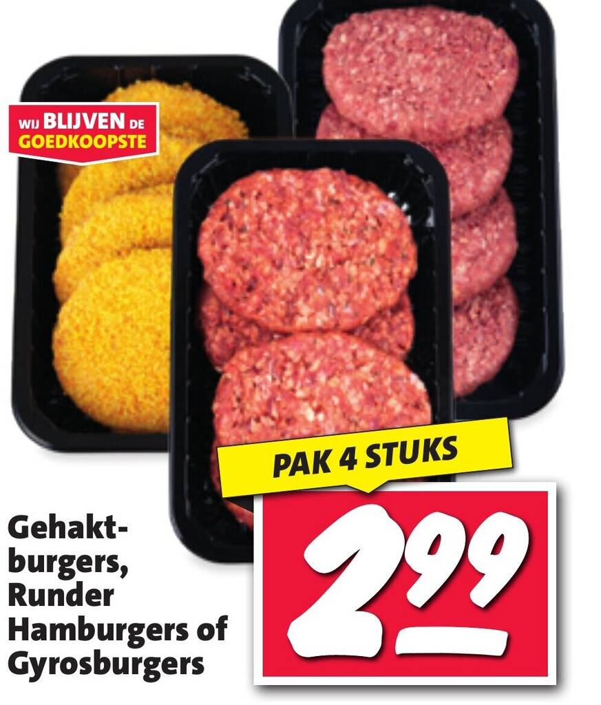 Gehakt burgers, Runder Hamburgers of Gyrosburgers aanbieding bij Nettorama