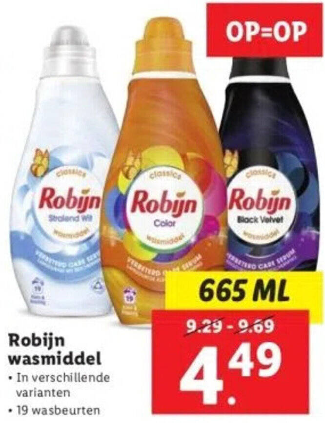 Robijn wasmiddel 665ml aanbieding bij Lidl