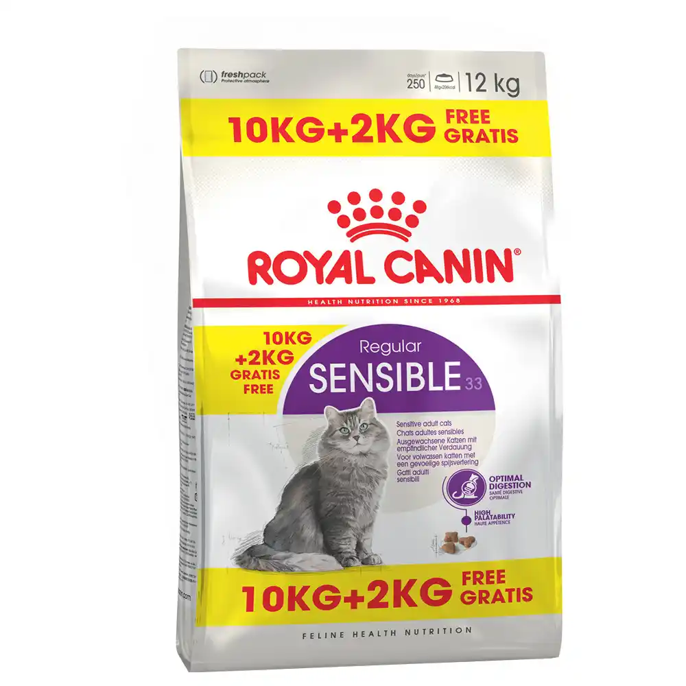 10+2kg gratis! 12kg Regular Sensible 33 Royal Canin Kattenvoer aanbieding bij Zooplus