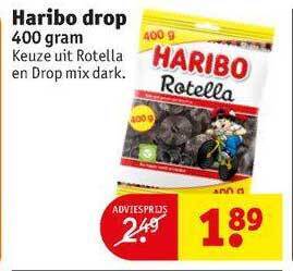 Haribo drop 400 gram aanbieding bij Kruidvat