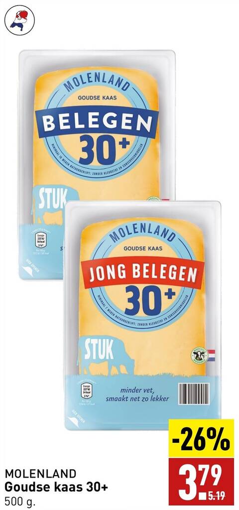 MOLENLAND Goudse kaas 30+ 500g aanbieding bij ALDI