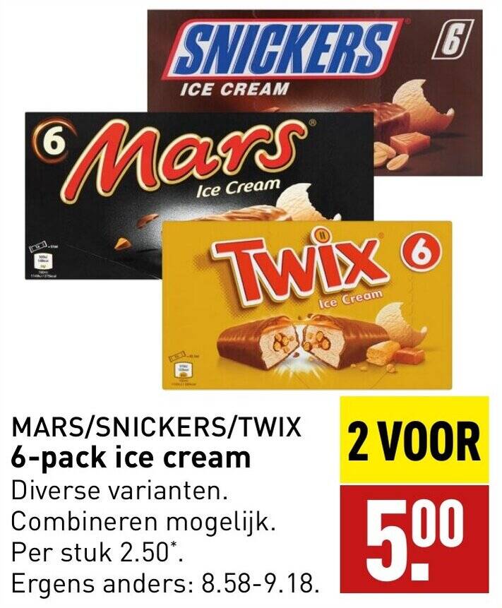 MARS/SNICKERS/TWIX 6-pack ice cream aanbieding bij ALDI