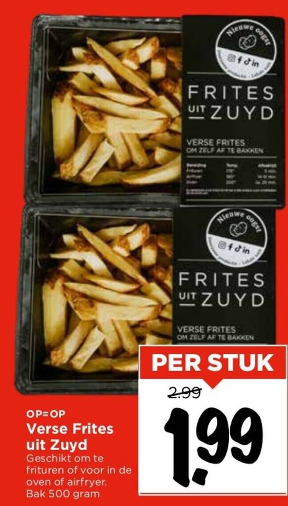 Verse Frites uit Zuyd 500g aanbieding bij Vomar Voordeelmarkt