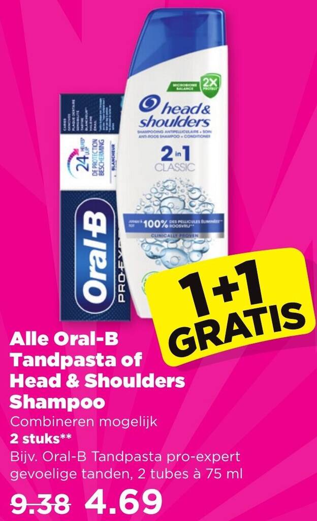 Alle Oral-B Tandpasta of Head & Shoulders Shampoo 1+1 gratis aanbieding ...
