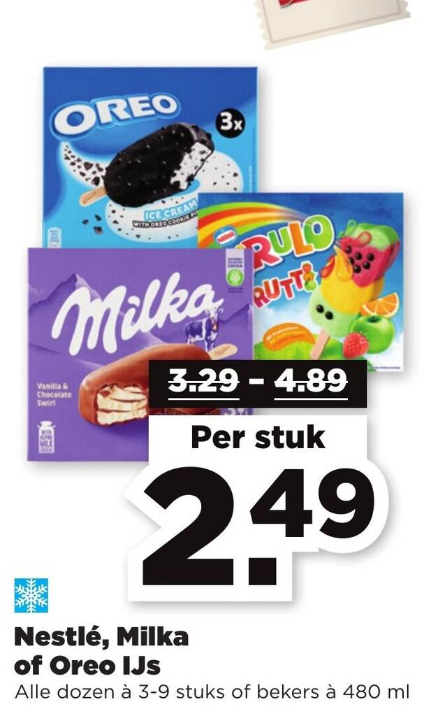 Nestlé, Milka of Oreo IJs aanbieding bij PLUS