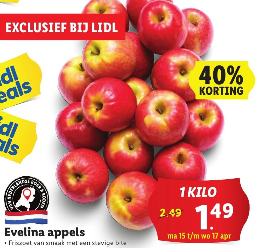Evelina appels 1 kilo aanbieding bij Lidl