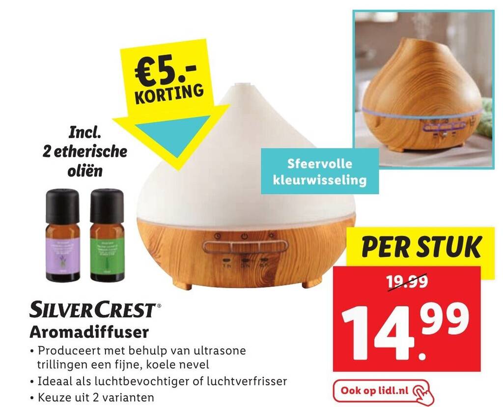 Silvercrest aromadiffuser per stuk aanbieding bij Lidl