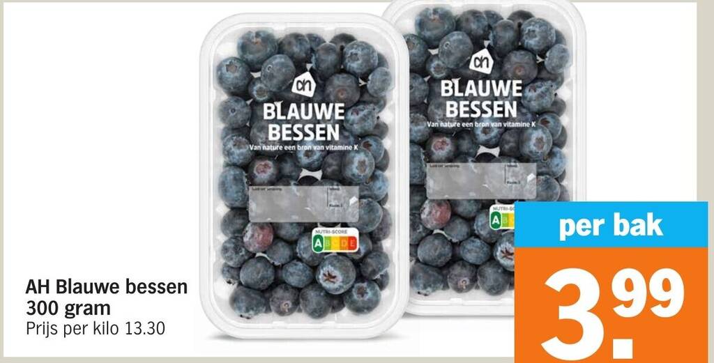 Blauwe bessen 300 gram aanbieding bij Albert Heijn