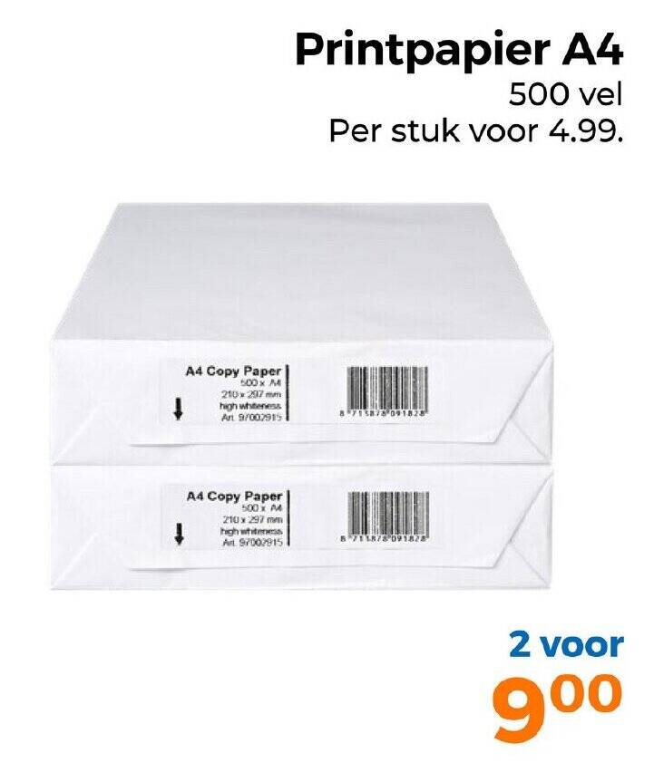 Printpapier A4 500 vel aanbieding bij Trekpleister