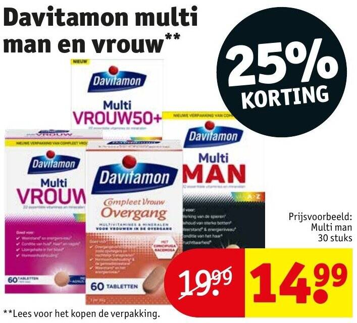 Davitamon multi man en vrouw aanbieding bij Kruidvat