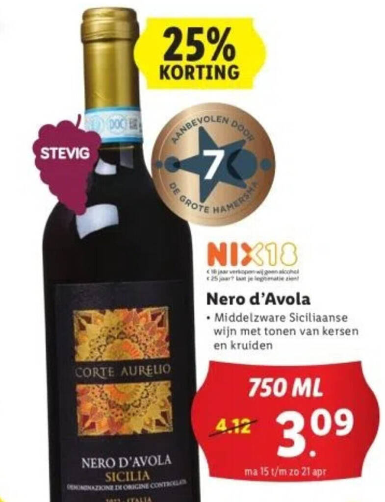 Nero d'Avola 750ml aanbieding bij Lidl