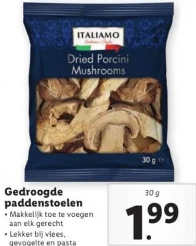 Gedroogde paddenstoelen 30g aanbieding bij Lidl