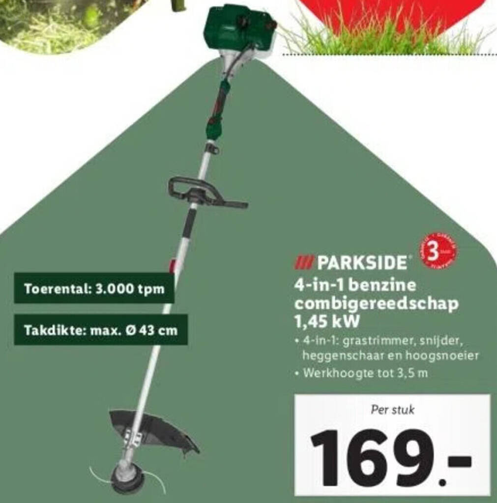 PARKSIDE 4-in-1 benzine combigereedschap 1.45 kW aanbieding bij Lidl