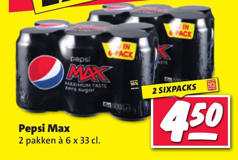 Pepsi Max 6 x 33 cl aanbieding bij Nettorama